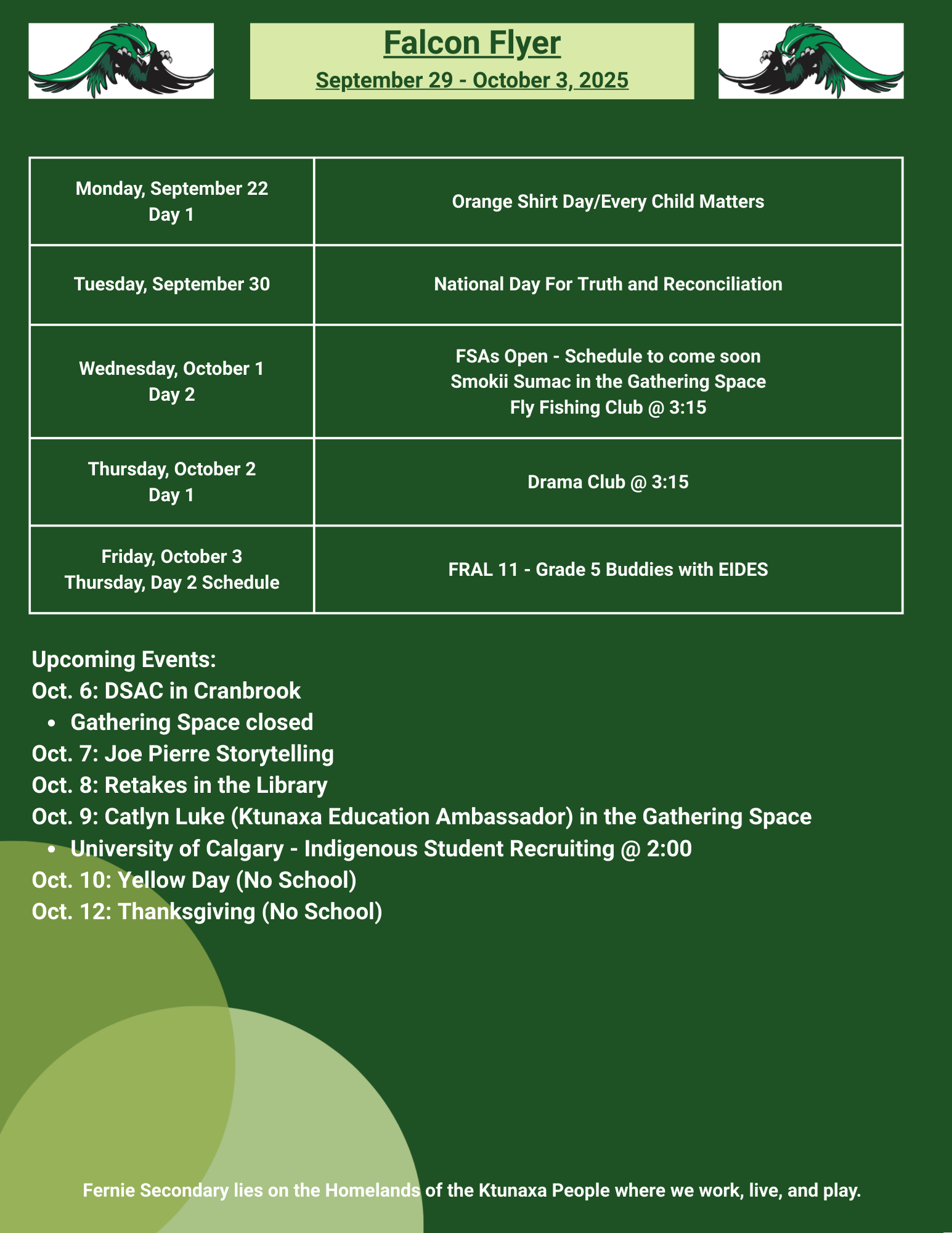 Falcon Flyer - September 29 - October 3