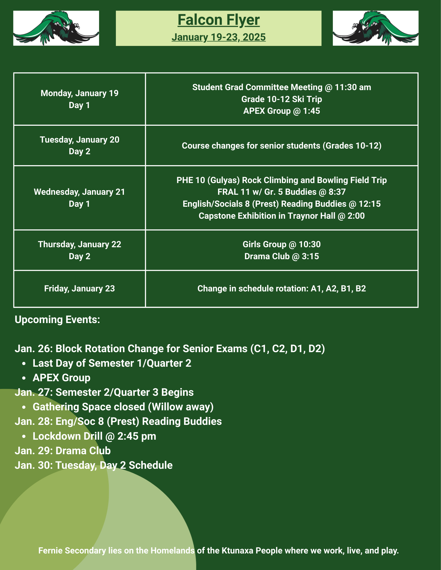 Falcon Flyer - January 19-23