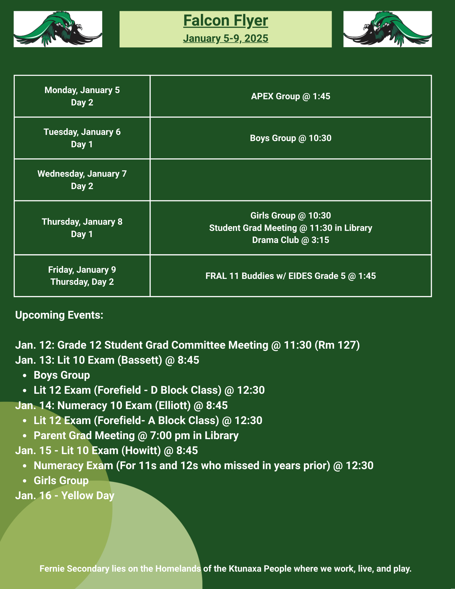 Falcon Flyer - January 5-9