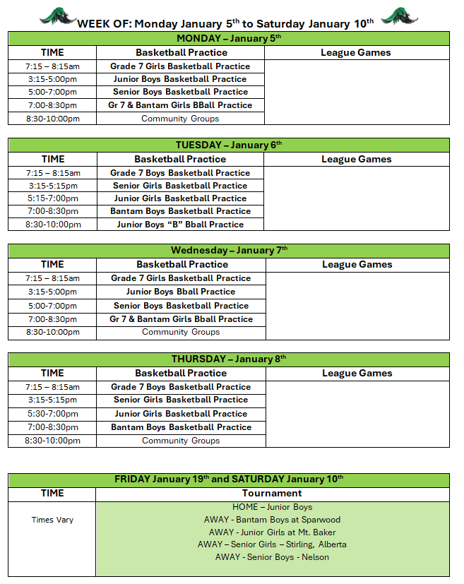 Falcon's Nest - January 5-10